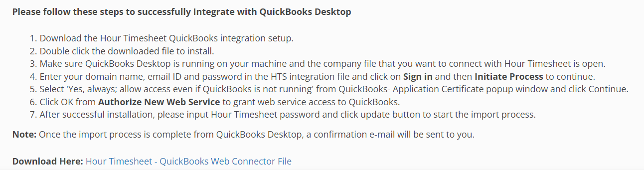 How to Setup Site for Quickbooks Desktop | Hour Timesheet