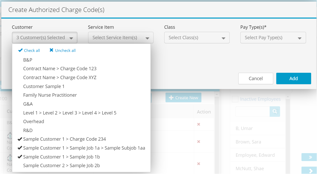 Create & Manage Quickbooks Charge Codes In Hour Timesheet