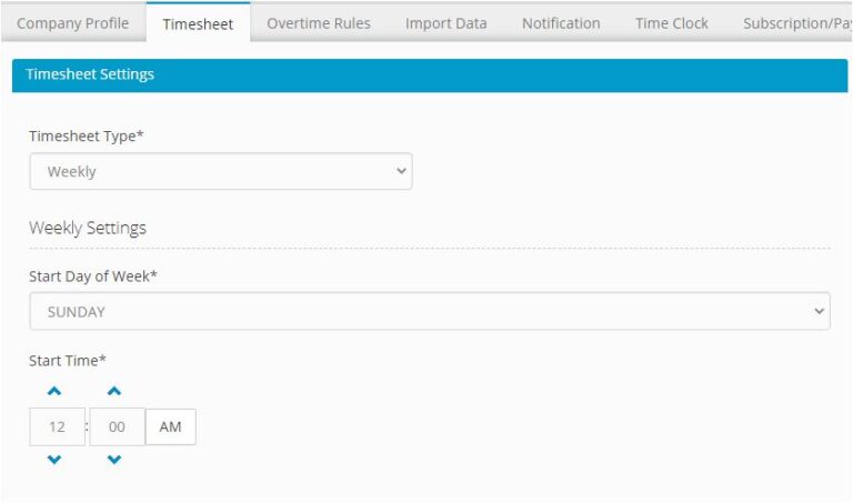 Guide For Configuring Timesheet Settings and Business Rules